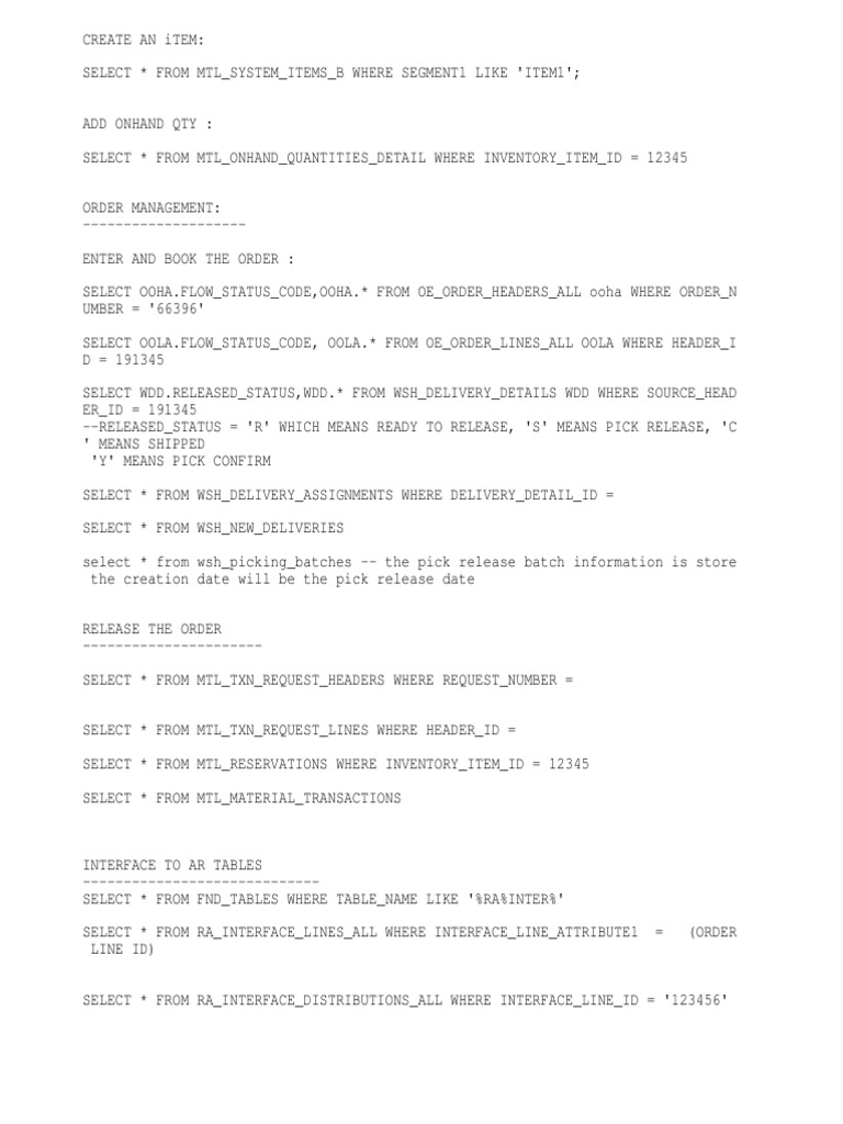 Oracle O2C Cycle Tables | Software | Areas Of Computer Science