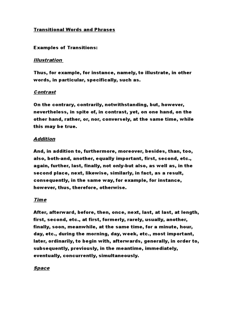 Transitional Words and Phrases Quiz | PDF | Nature | Energy And Resource