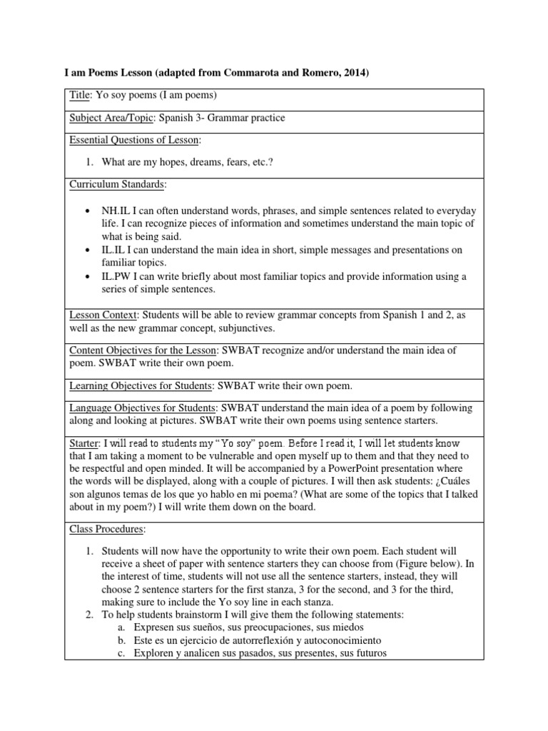 I Am Poems Lesson | Download Free PDF | Poetry | Human Communication