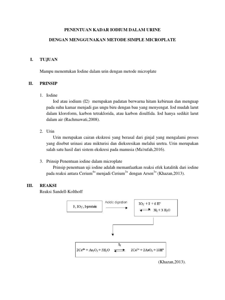 Penentuan Iodin Dalam Urin Sample Menggunakan Mikroplat | PDF