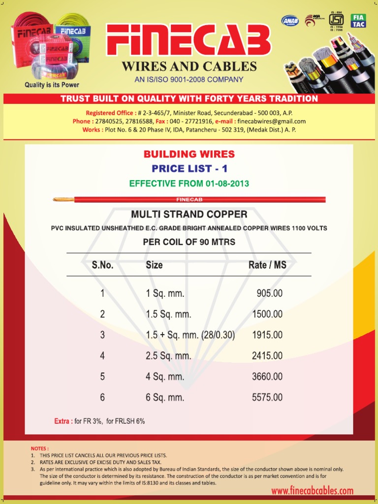 Finecab Price List 2013 PDF | PDF