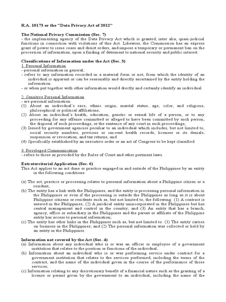 Data Privacy Act Primer | PDF | Personally Identifiable Information ...