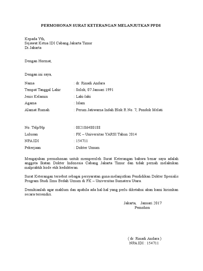 Form Rekomendasi PPDS IDI (Rinadi) | PDF