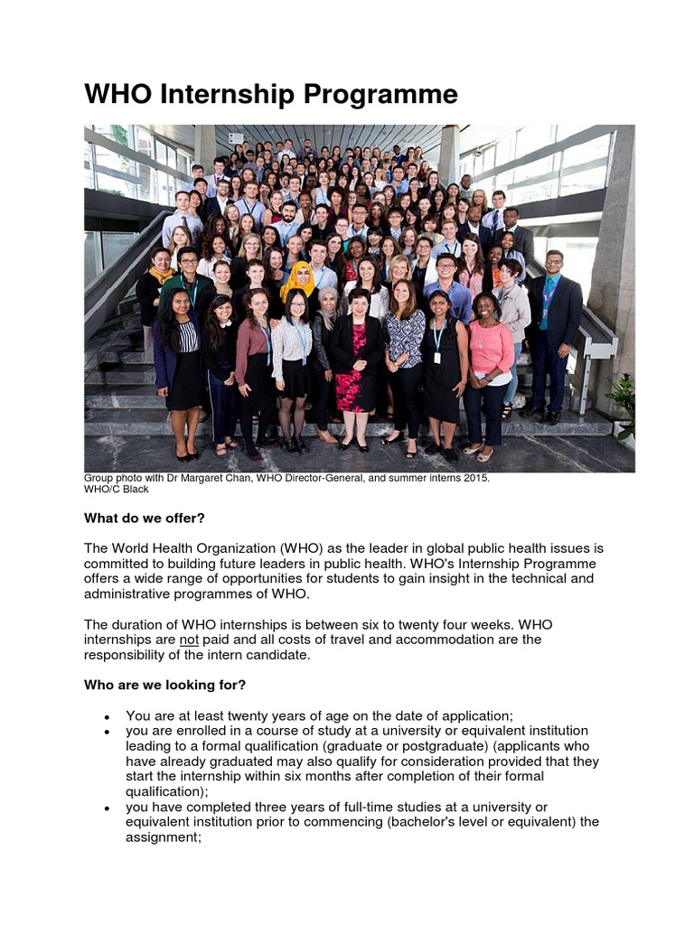 WHO Internship Programme | PDF | Internship | Job Hunting