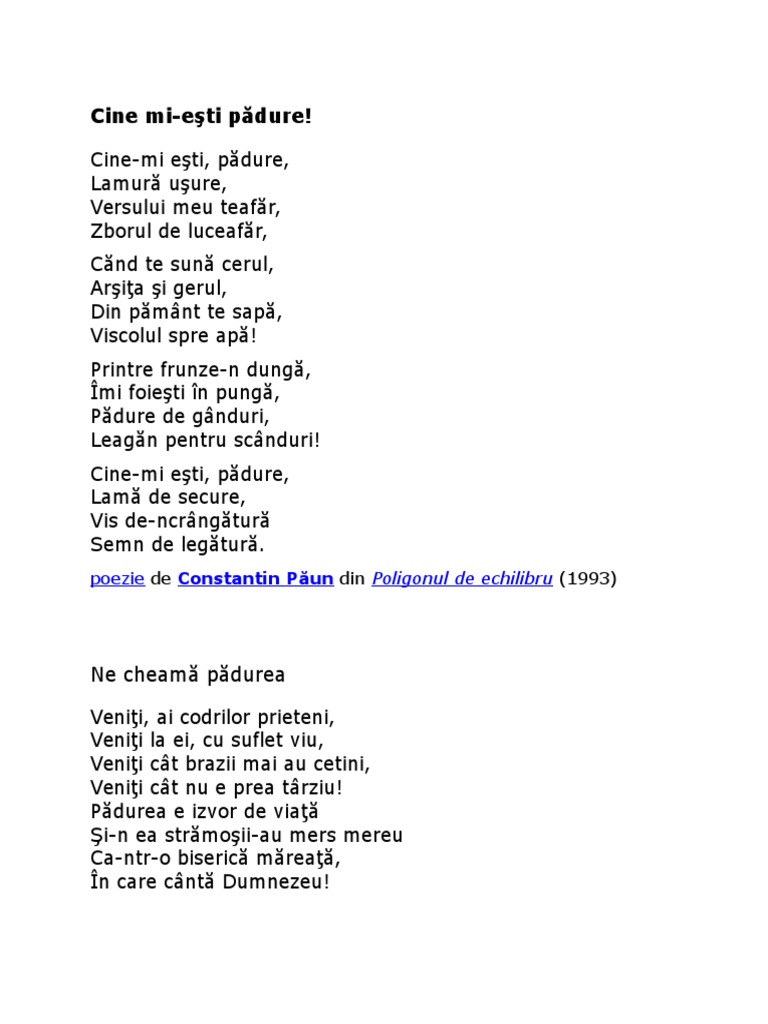 Poezii Despre Padure | PDF