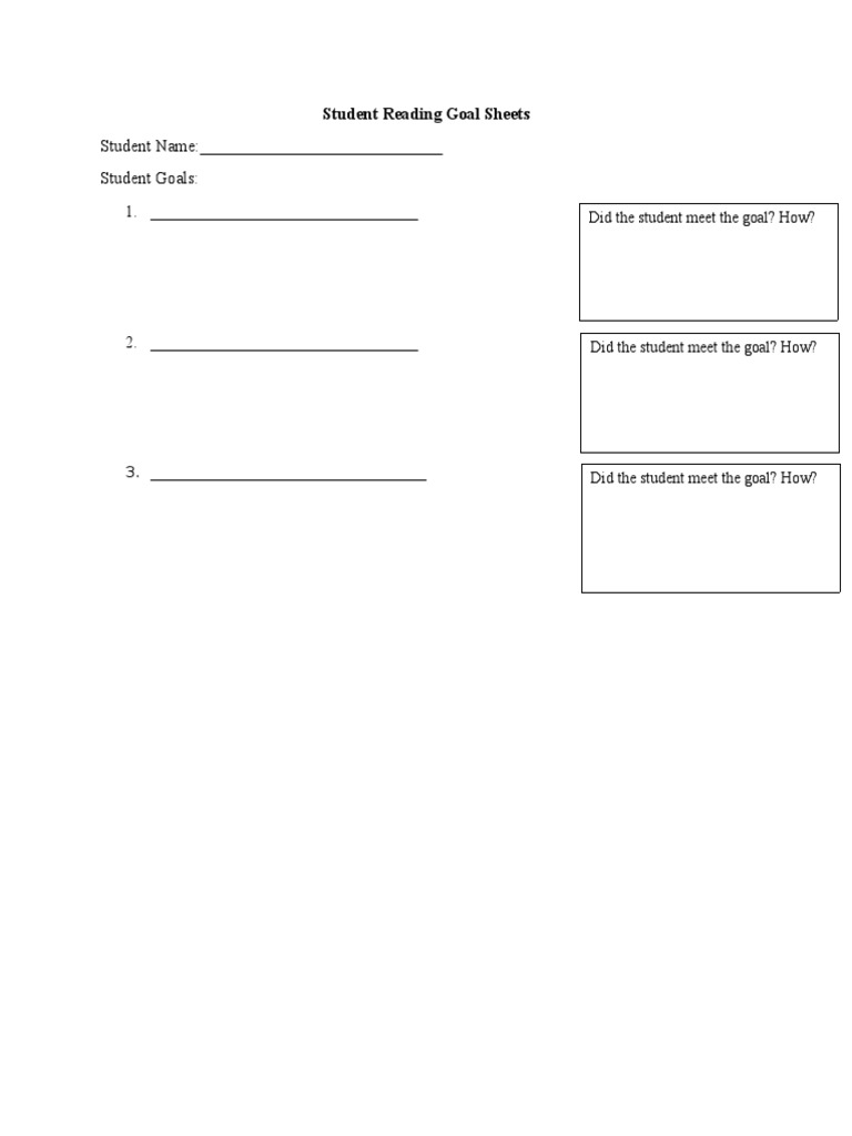 Student Reading Goal Sheets | PDF | Career & Growth