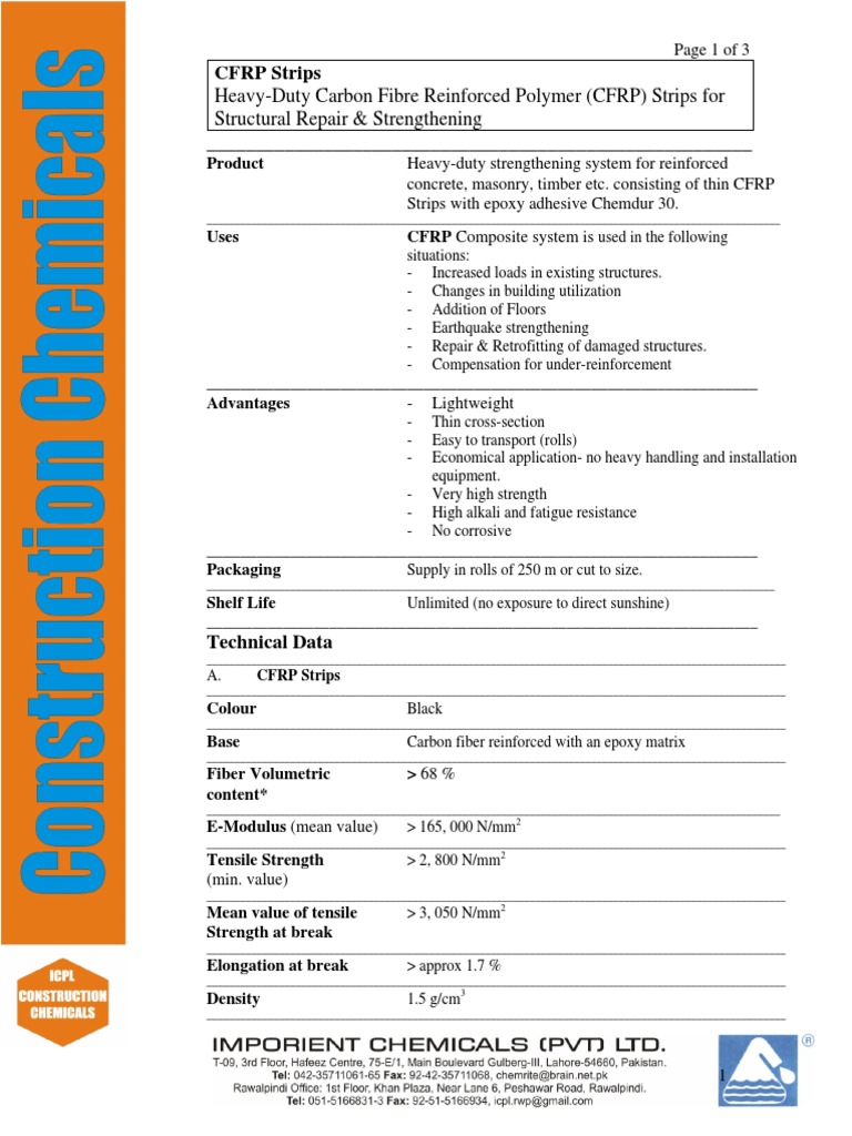 Heavy-Duty Carbon Fibre Reinforced Polymer (CFRP) Strips For Structural ...