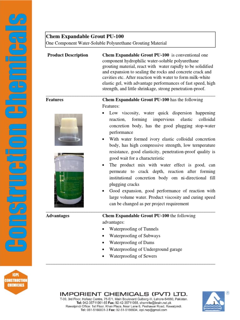 Chem Expandable Grout PU-100 | Concrete | Materials Science