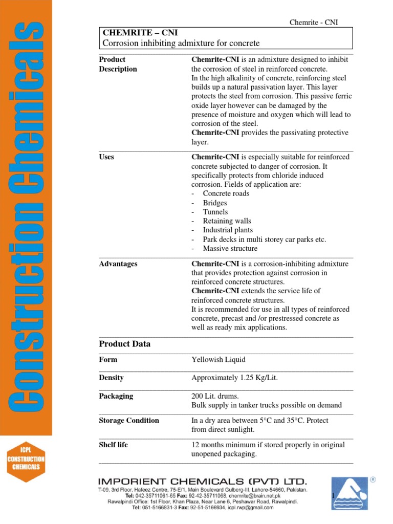 Chemrite - CNI | PDF | Corrosion | Concrete