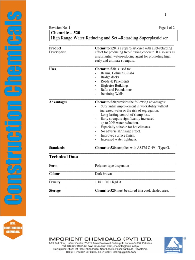 Chemrite - 520 | PDF | Concrete | Industries