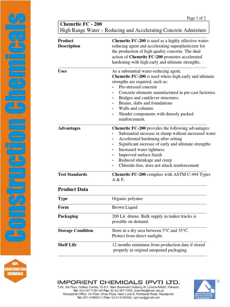Chemrite FC - 200 | PDF | Concrete | Manmade Materials