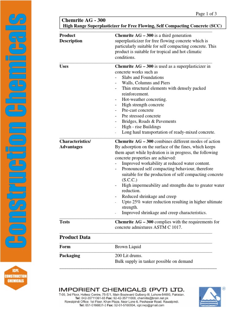 Chemrite AG 300 | Download Free PDF | Concrete | Cement