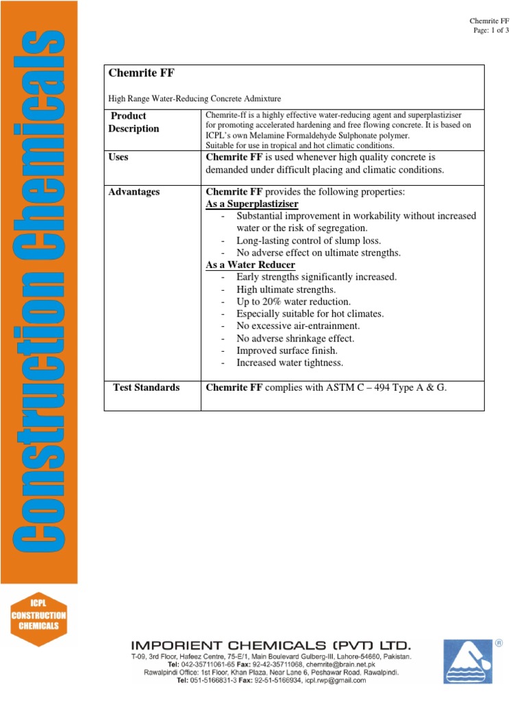 Chemrite FF | Download Free PDF | Concrete | Manmade Materials