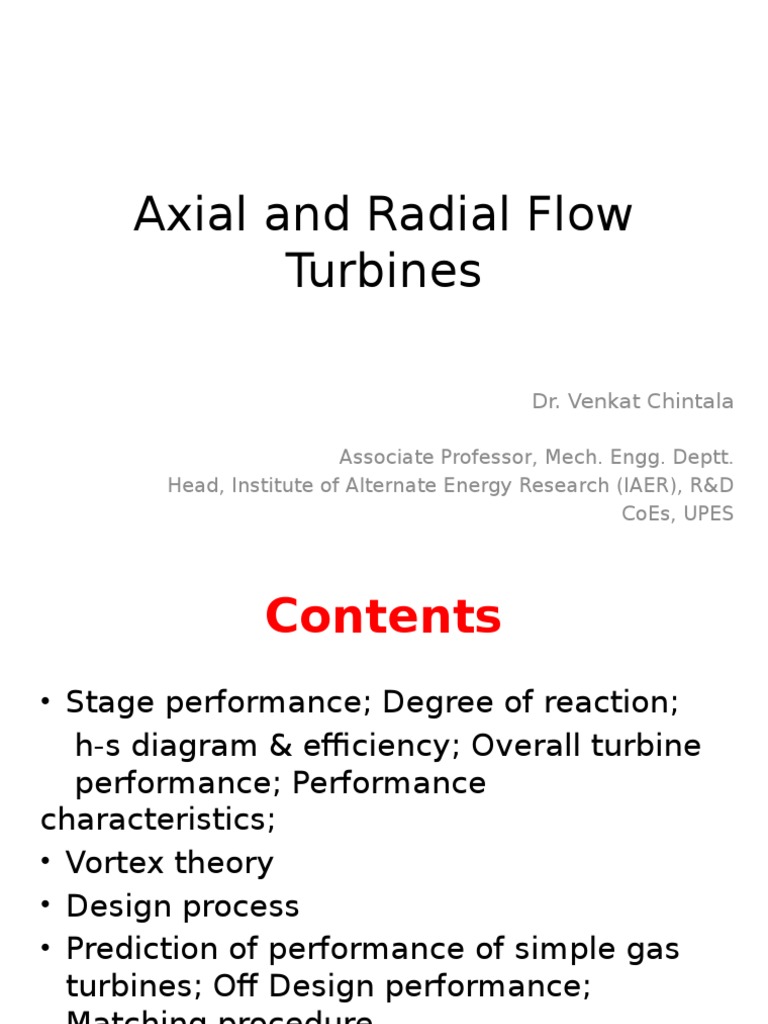 Axial And Radial Flow Turbines Pdf Turbine Gas Technologies