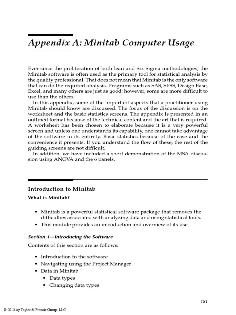Appendix A Minitab Computer Usage | PDF | Microsoft Excel | Computer File