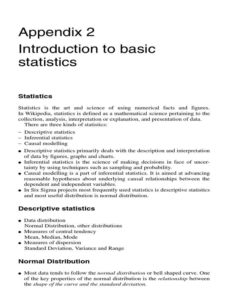 Appendix 2 - Introduction to Basic Statistics, | Statistics | Standard ...