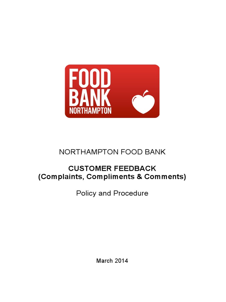 Customer Feedback Policy | PDF | Food Bank | Social Institutions