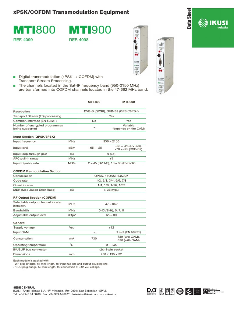 Data Sheet MTI EN - 0 | PDF | Orthogonal Frequency Division ...