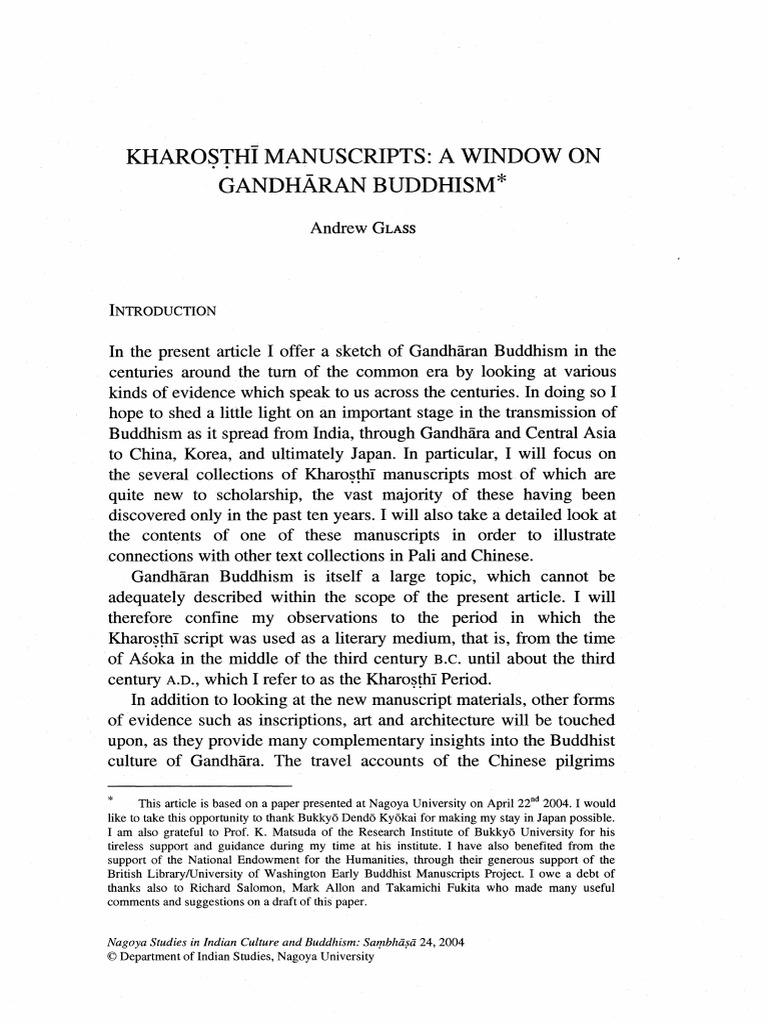 Kharosthi Manuscripts: A Window On Gandharan Buddhism : Kharo Thi | PDF ...