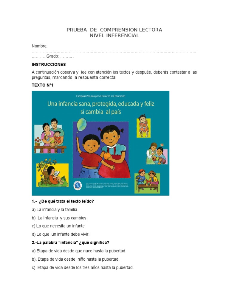 Prueba de Comprension Lectora | PDF | Ocio