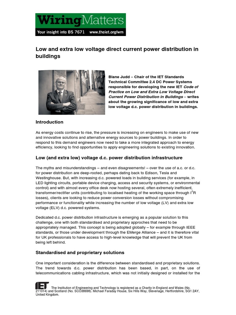 Low and Extra Low Voltage Direct Current Power Distribution in ...