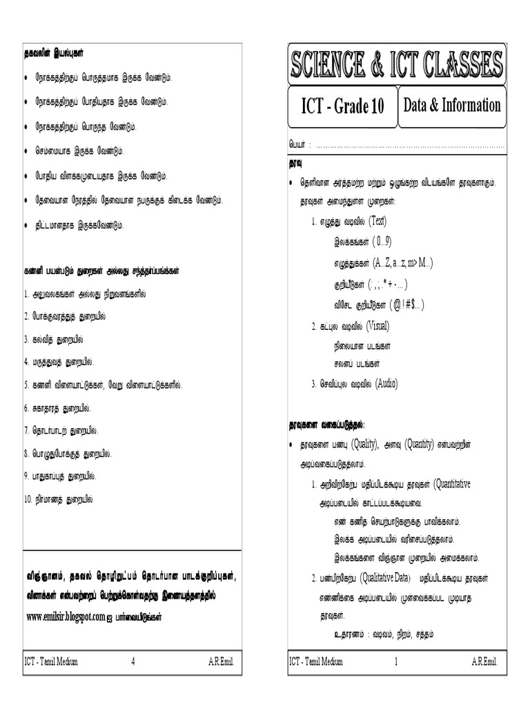 ICT - Grade 10: Data & Information | PDF
