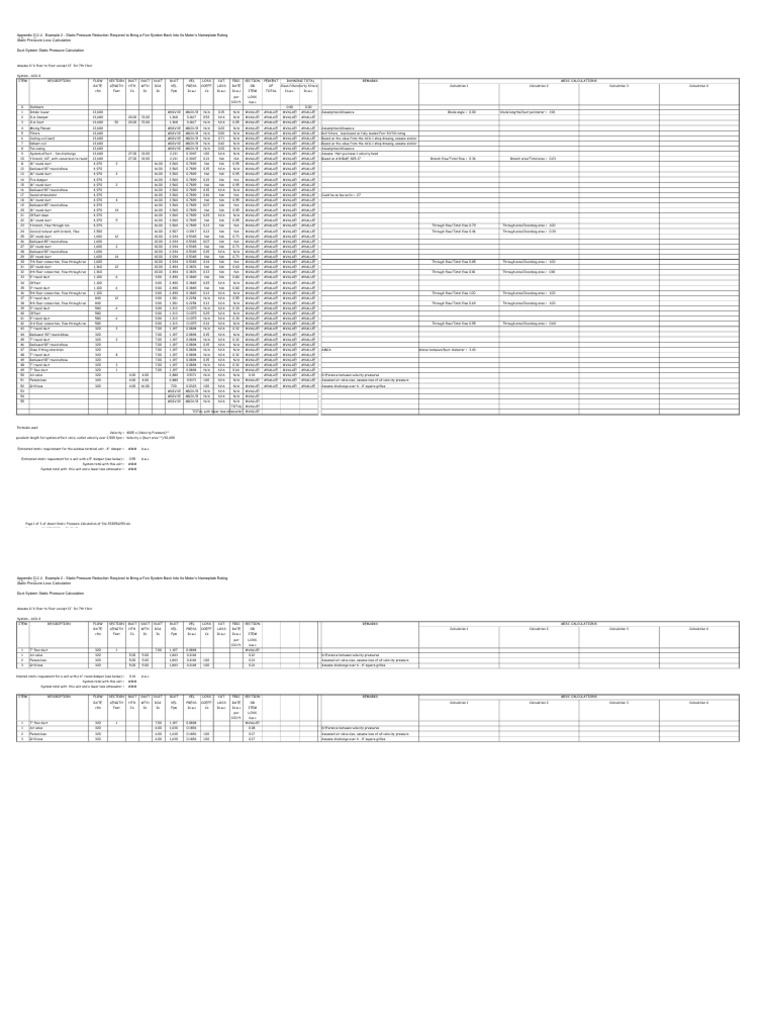 Static Calculation Example | Download Free PDF | Duct (Flow) | Heating ...