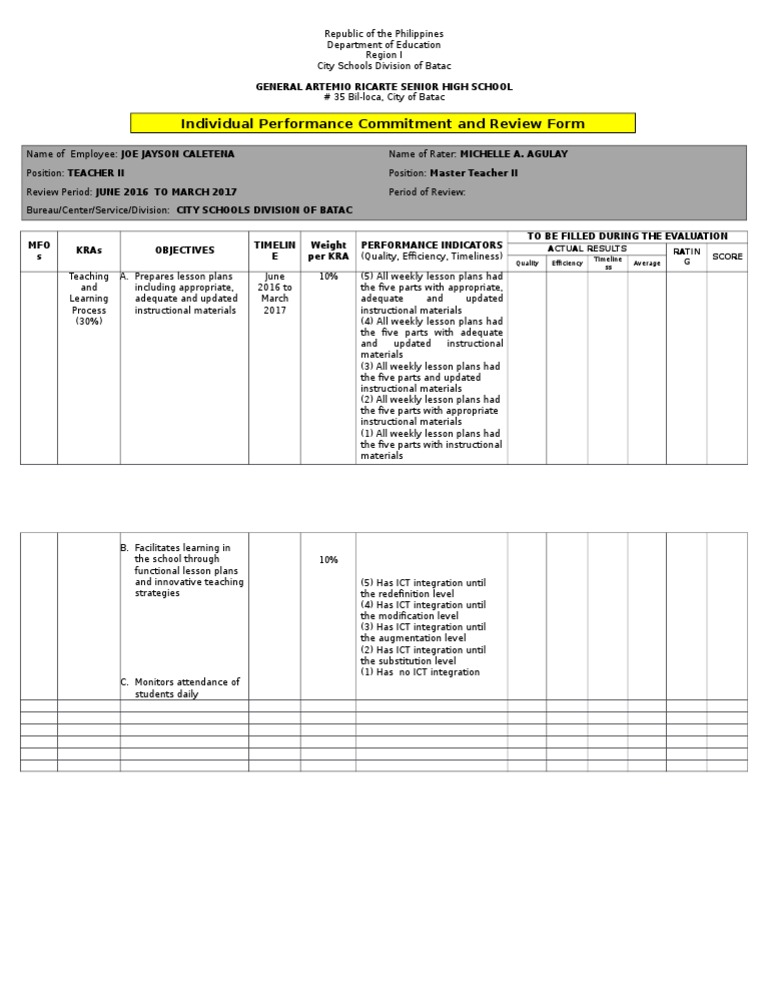 Ipcrf | PDF | Lesson Plan | Educational Technology