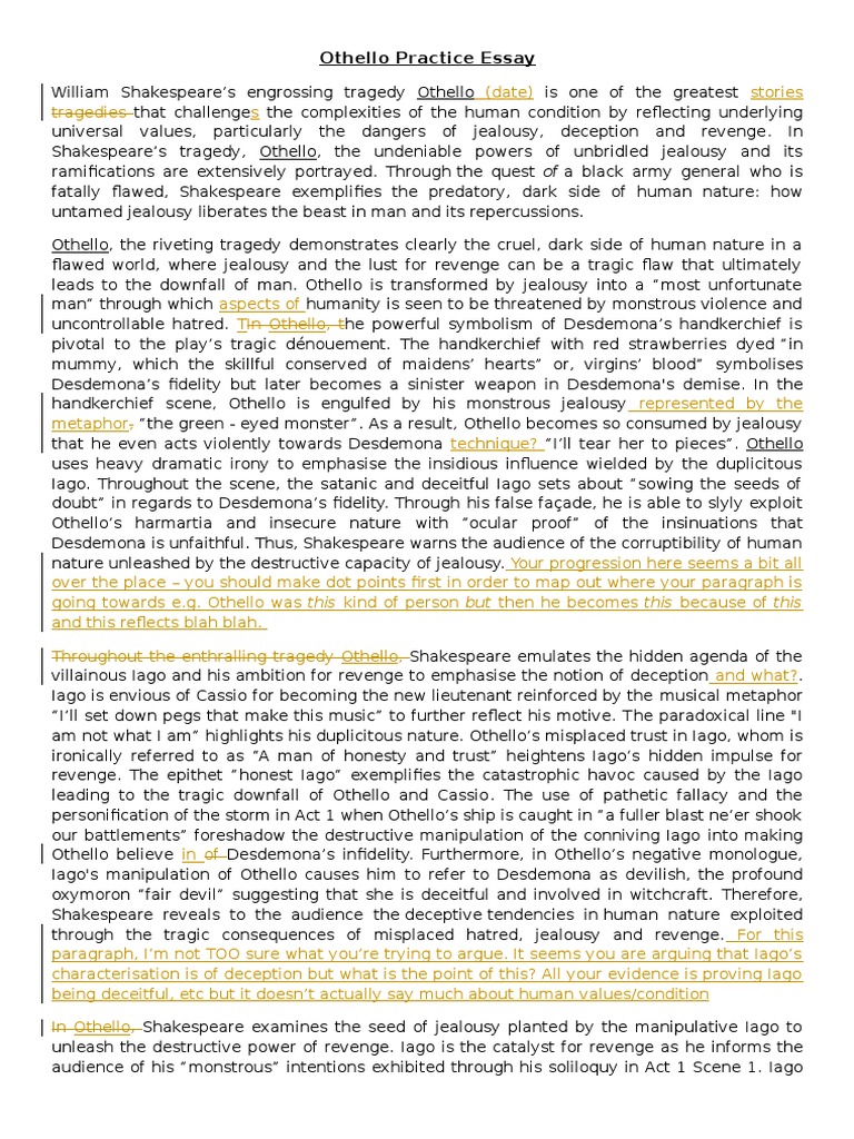Othello Practice Essay | PDF | Iago | Othello
