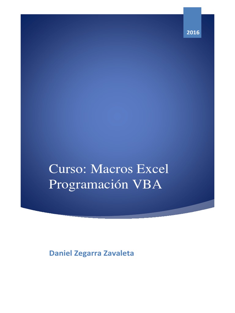 Curso Macros Excel Programacion VBA - Daniel Zegarra Zavaleta PDF | PDF | Macro (informática ...