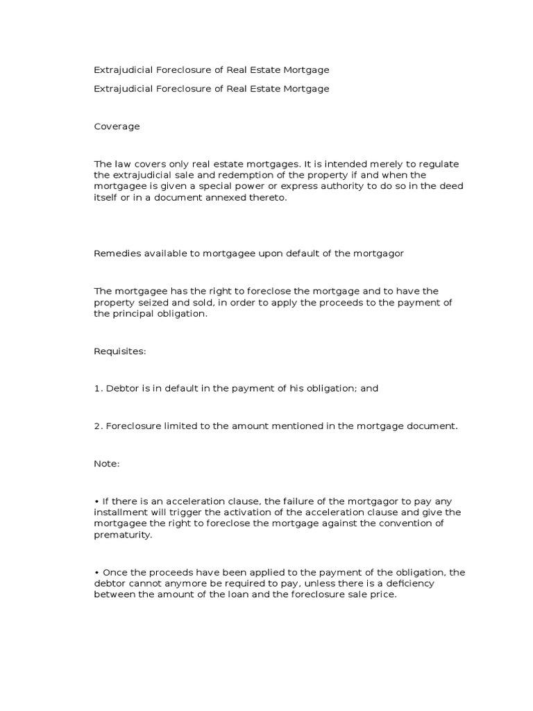 Extrajudicial Foreclosure of Real Estate Mortgage | PDF | Foreclosure ...