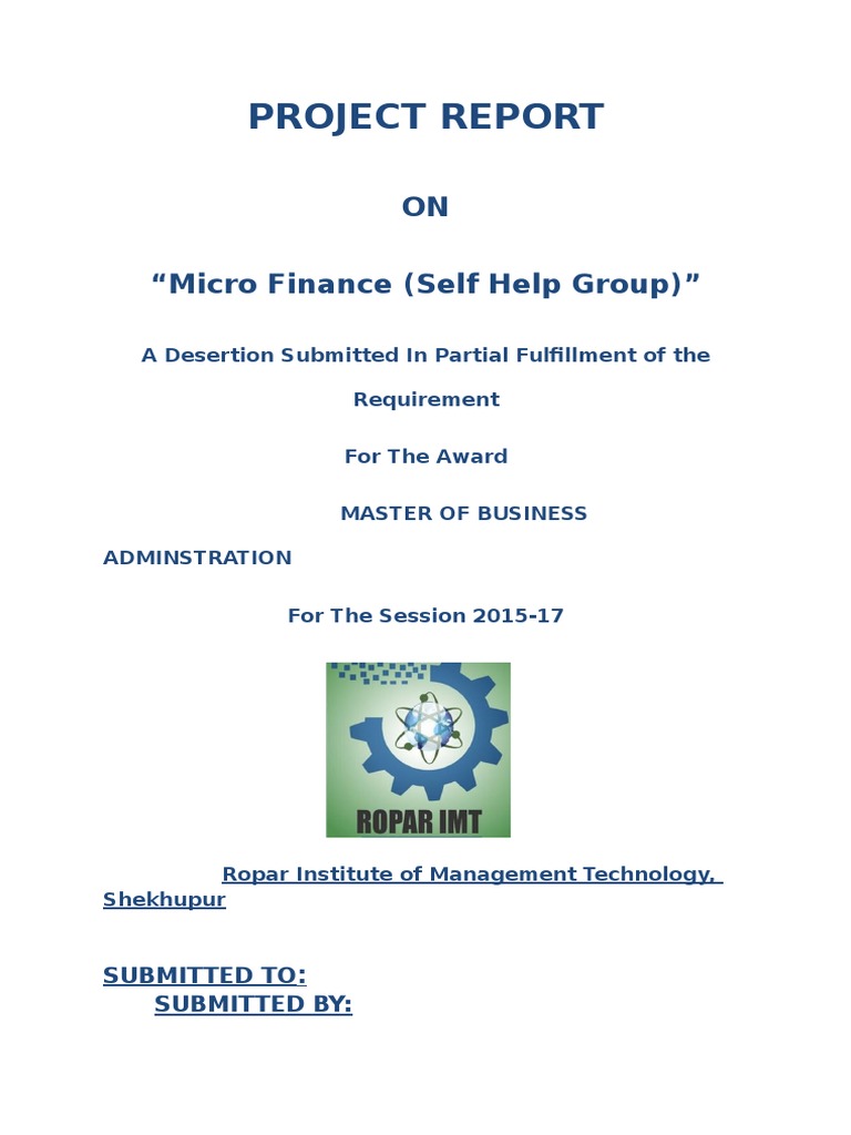 Micro Finance (Self Help Group) " | PDF | Microfinance | Microcredit
