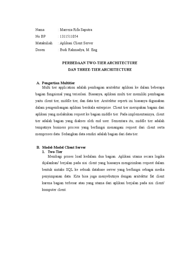 Tugas 1 Acs Perbedaan 2 Tier Dan 3 Tier | PDF