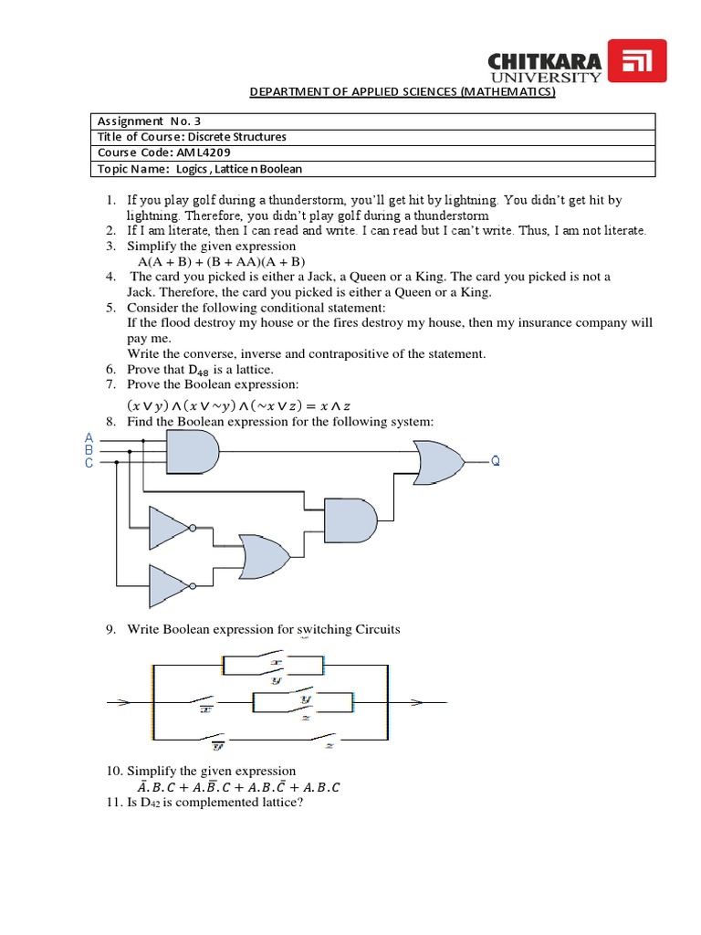 Discrete Structures: Logic & Boolean | PDF | Boolean Algebra | Teaching Mathematics