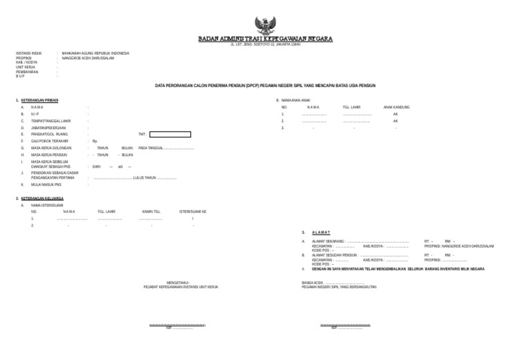 Surat DPCP Berkas Pensiun | PDF