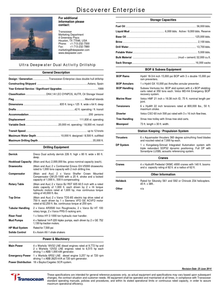 Discoverer Enterprise | PDF | Horsepower | Engines