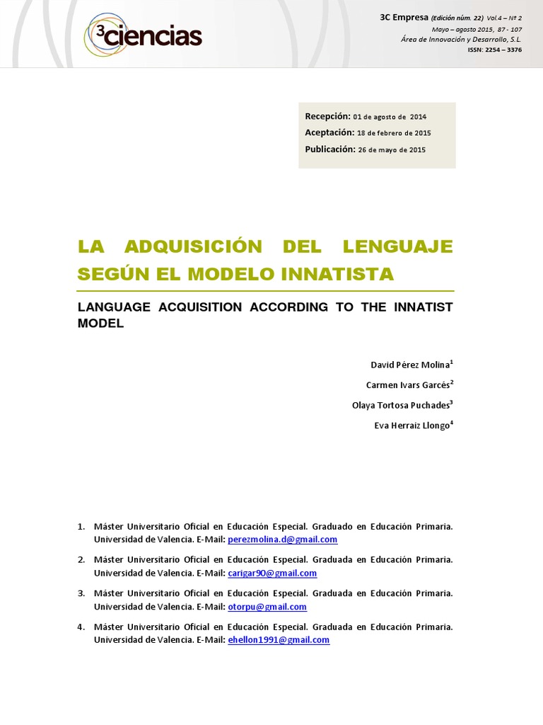 La Adquisición Del Lenguaje Según El Modelo Innatista | PDF | Noam ...