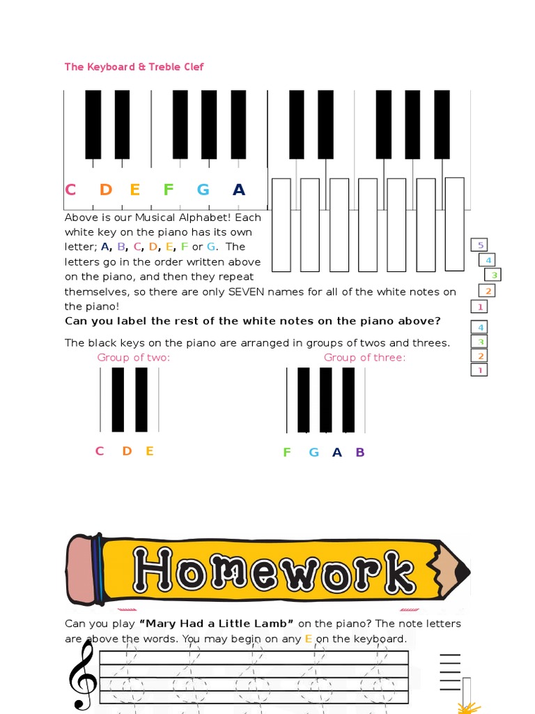 Keyboard Basics & Treble Clef Guide | PDF | Clef | Pitch (Music)
