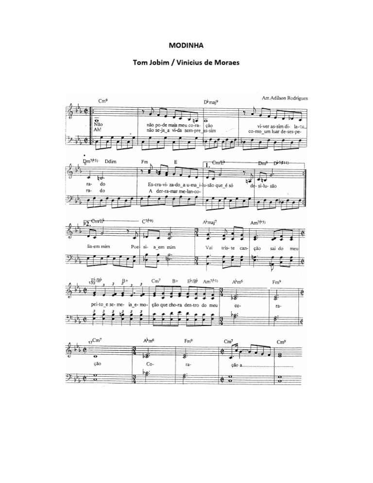 Partitura Modinha - Tom Jobim e Vinicius de Moraes | PDF