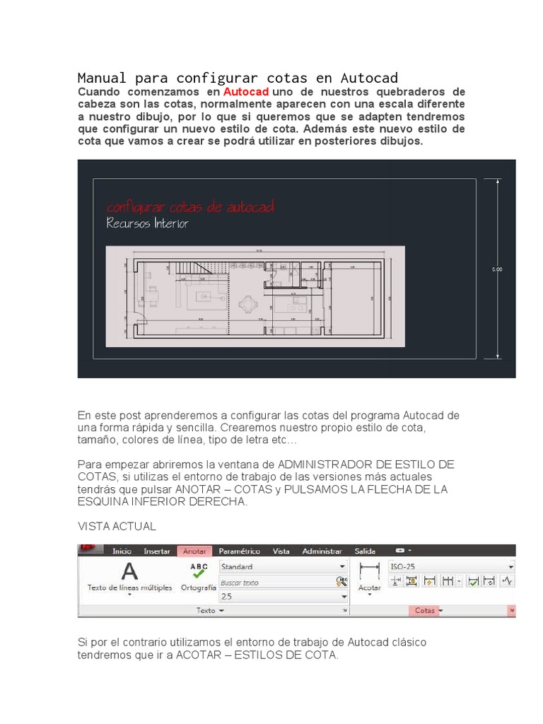 Manual Para Configurar Cotas en Autocad | Tabla (base de datos ...