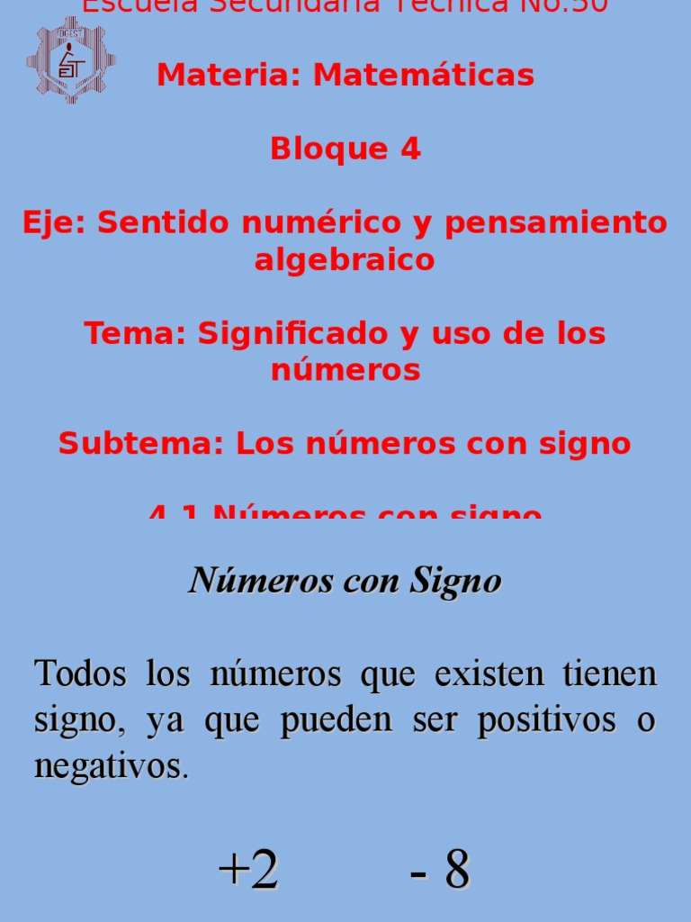 Numeros Con Signo | PDF | Multiplicación | Sustracción