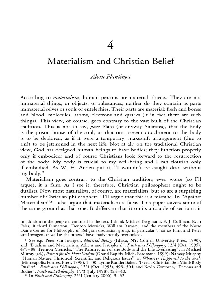 Materialism Christian Belief | PDF | Materialism | Soul