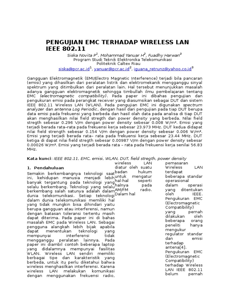 Pengujian Emc Terhadap Wireless Lan Ieee 802 | PDF