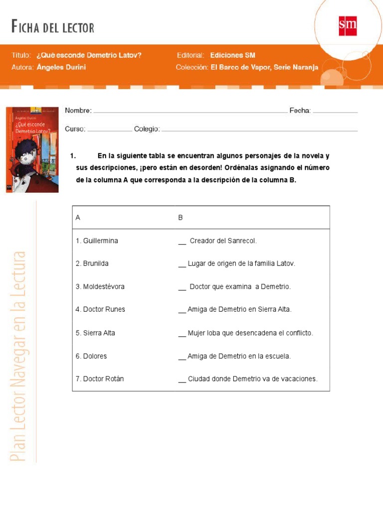 Guia Lectora Que Esconde Demetrio Latov | PDF