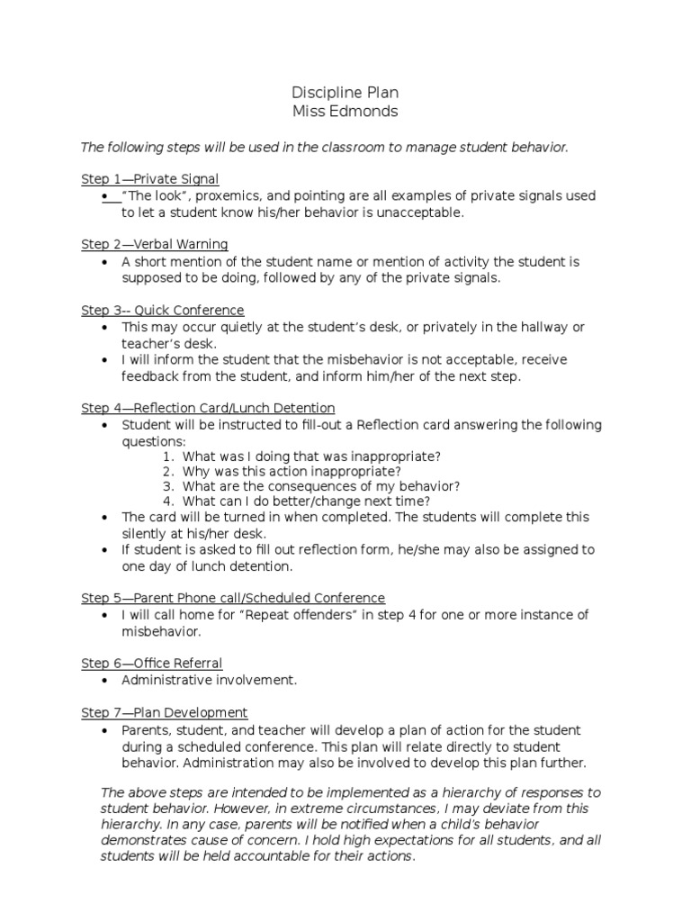 Discipline Plan | PDF