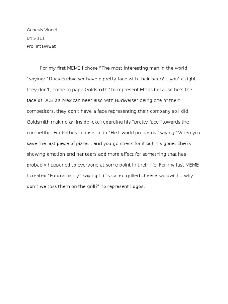Analyzing Memes Through Rhetoric | PDF | Games & Activities | Home & Garden