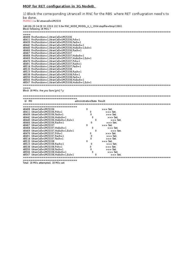 MOP For RET Configuration in 3G NodeB | PDF | Computer Engineering ...