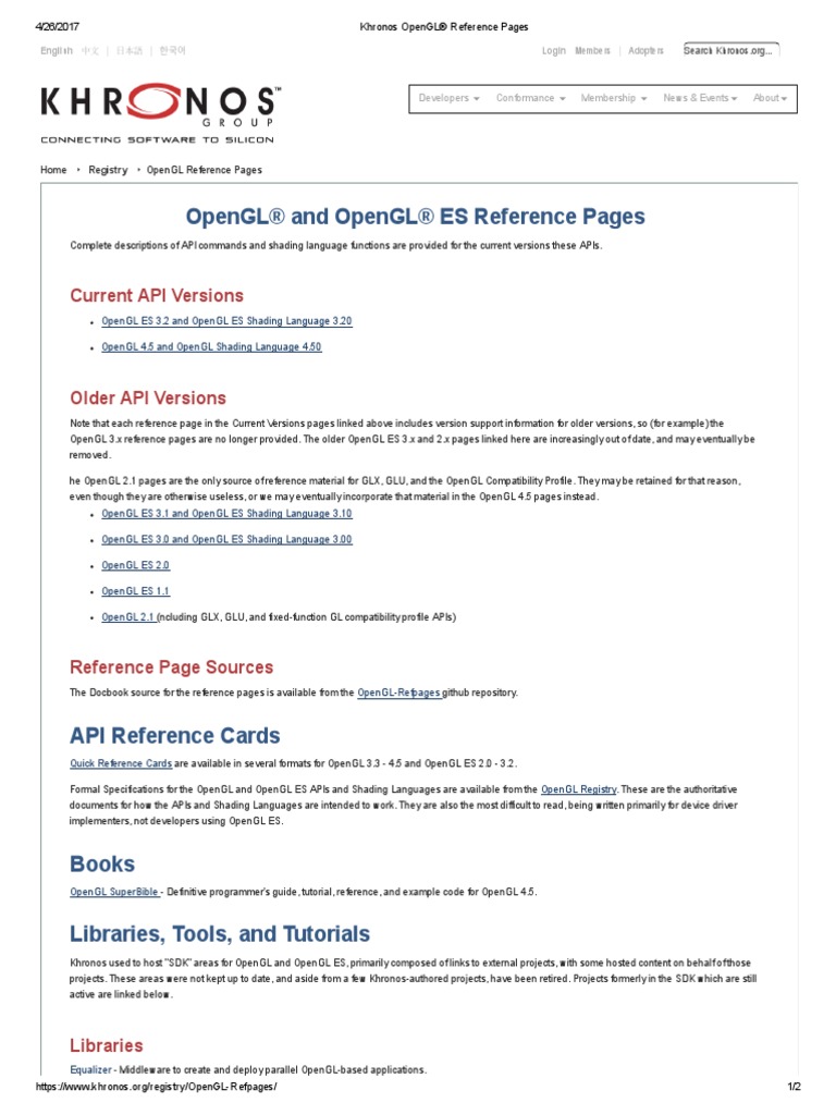 Khronos OpenGL® Reference Pages | PDF | Computing | Software