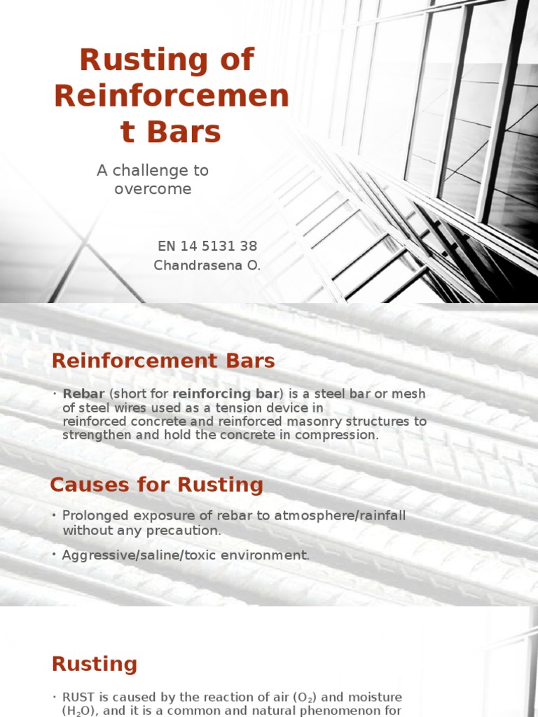 Rusting of Reinforcemen T Bars: A Challenge To Overcome | PDF | Rust ...