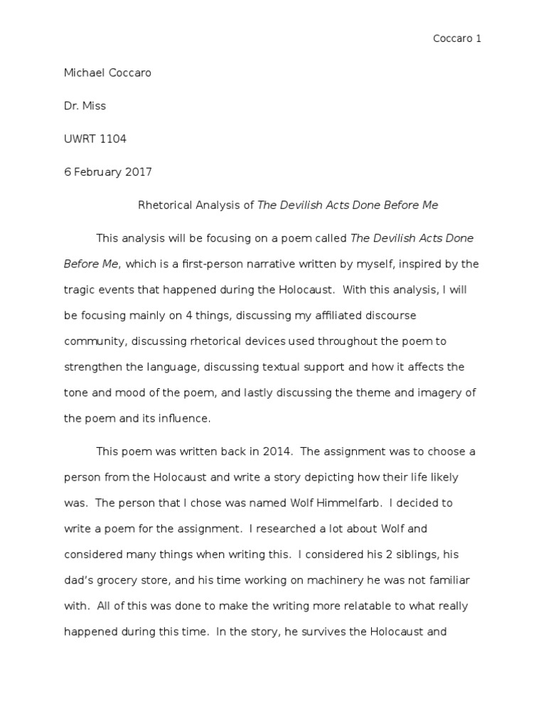 Rhetorical Analysis of Poem | PDF | Poetry | Narration